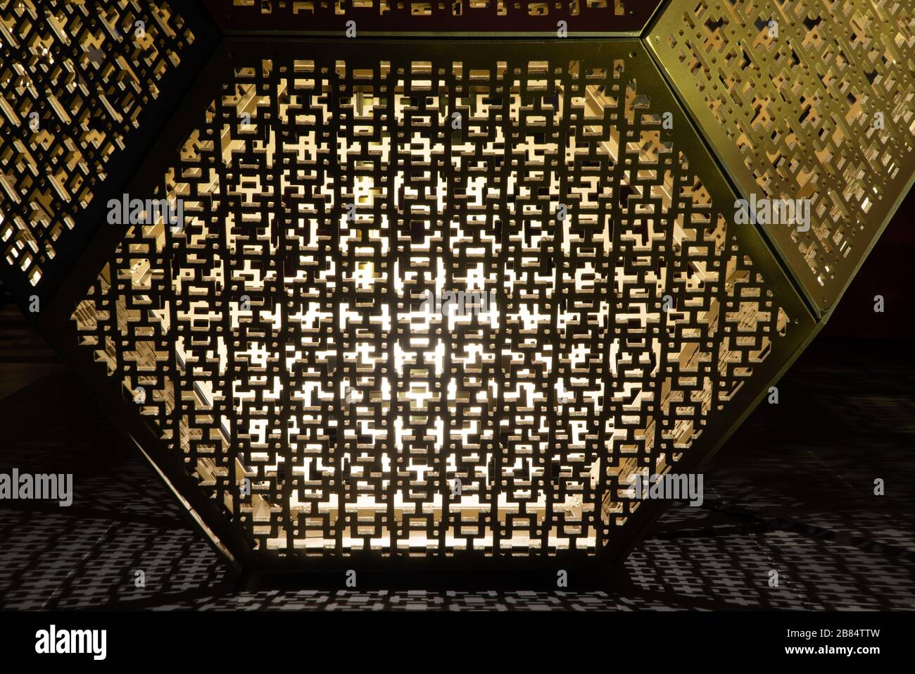 Decoration partition pattern wooden in a building Stock Photo - Alamy