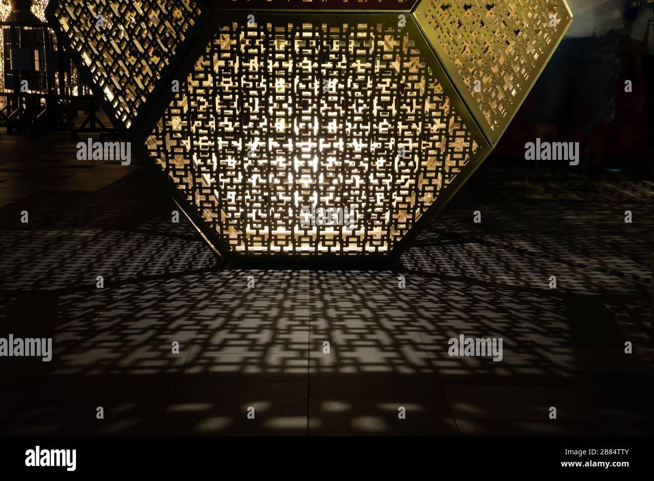 Decoration partition pattern wooden in a building Stock Photo - Alamy