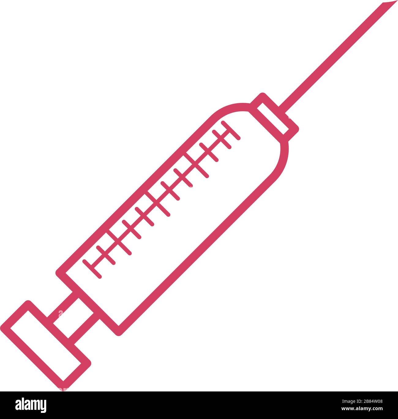 syringe icon over white background, line style icon, vector ...