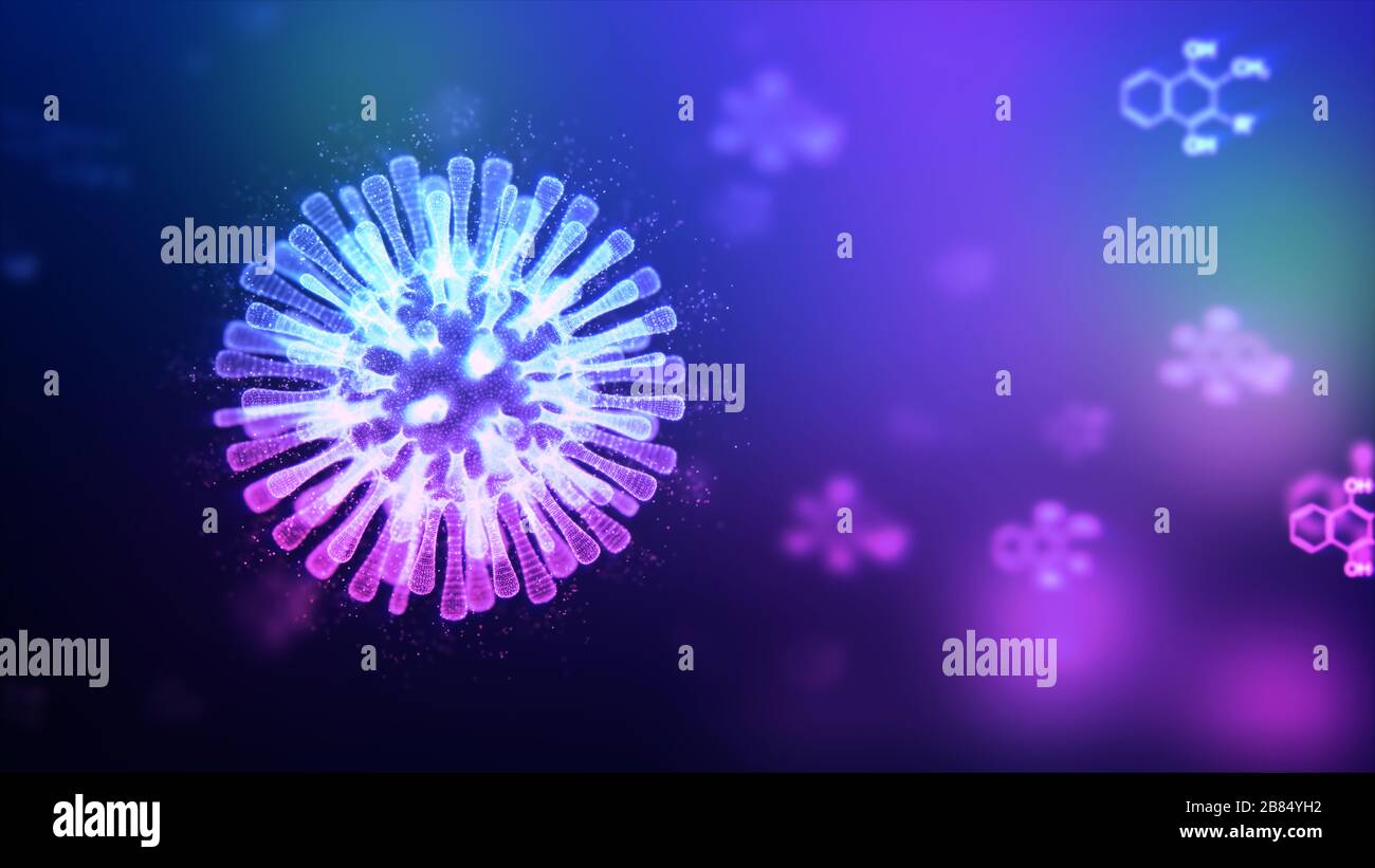 3D Rendering wireframe virus for Covid-19 Coronavirus outbreak concept ...