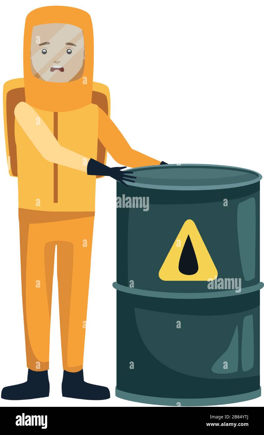man with biohazard suit and barrel character Stock Vector Image & Art ...