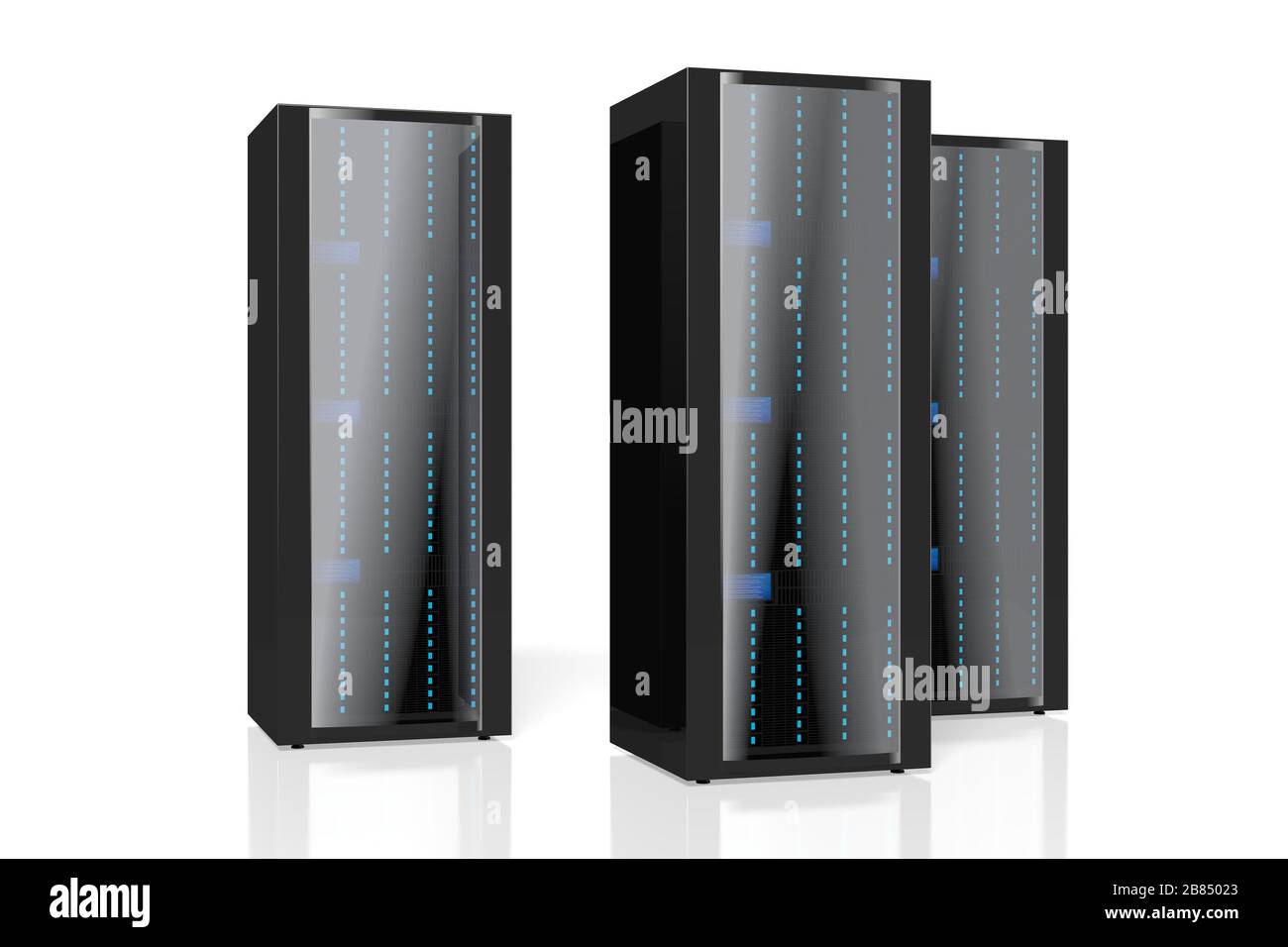 3D three servers illustration - isolated on white background Stock ...