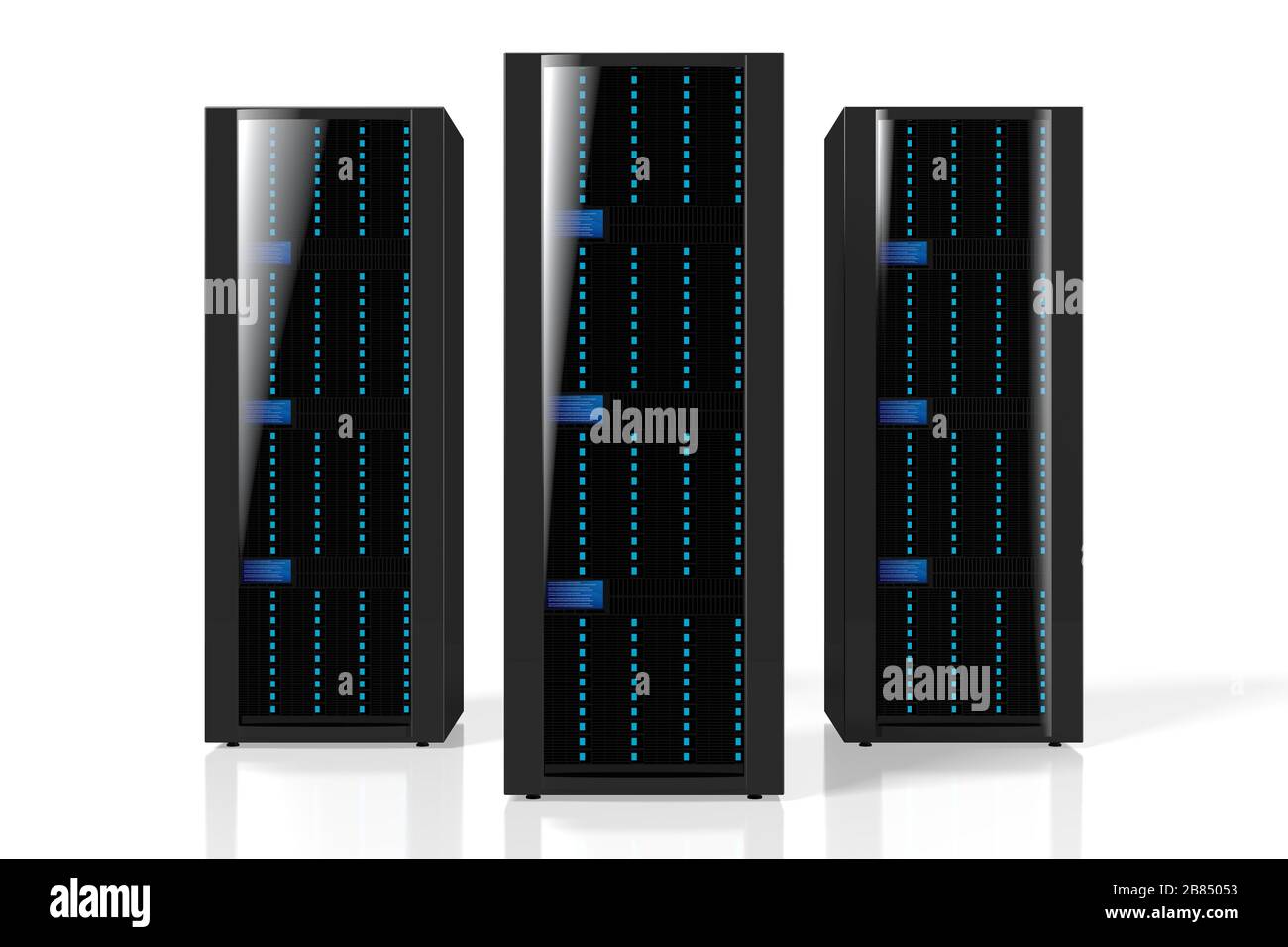 3D three servers illustration - isolated on white background Stock ...