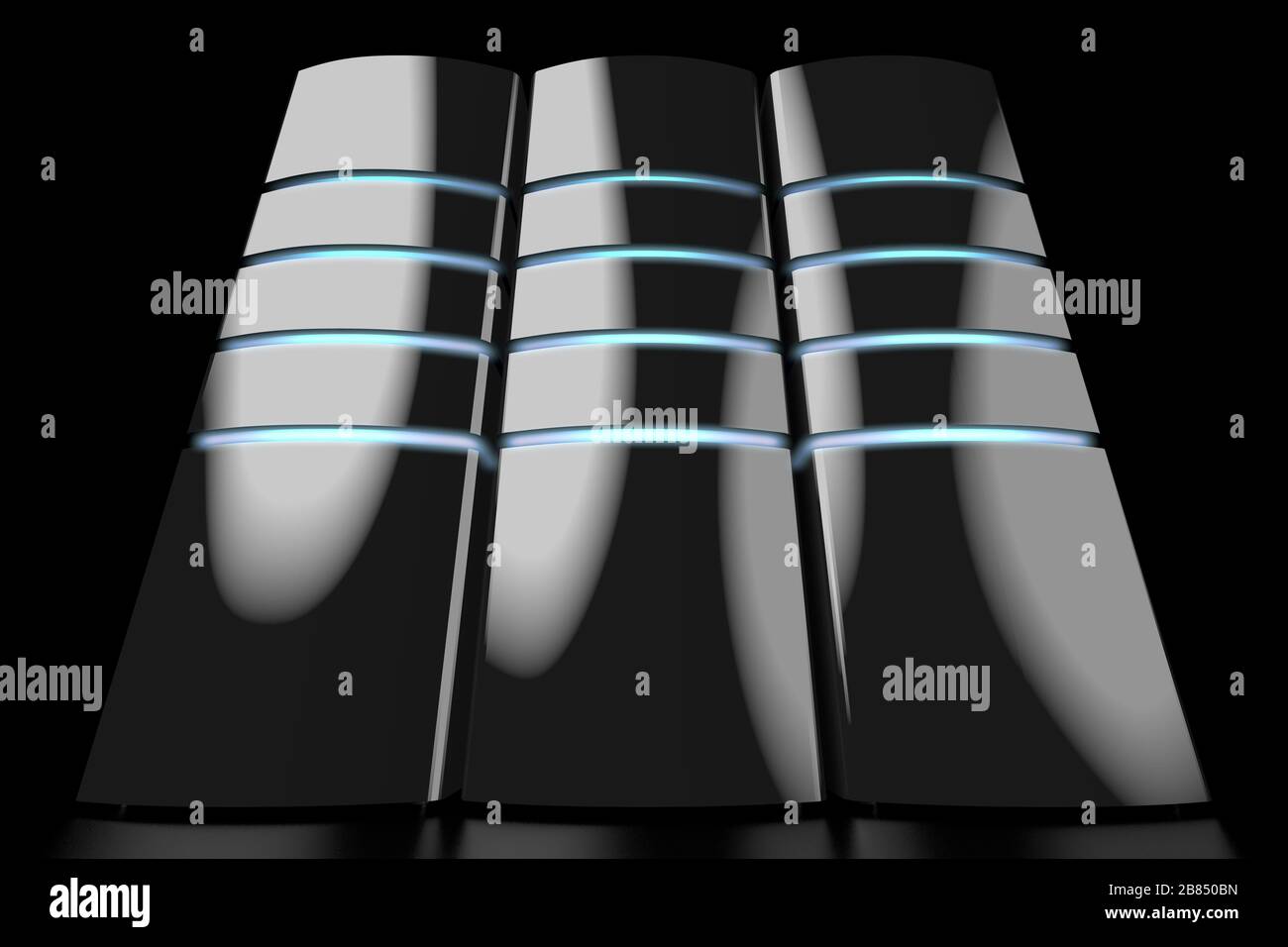 3D modern black servers with LED lights - great for topics like ...