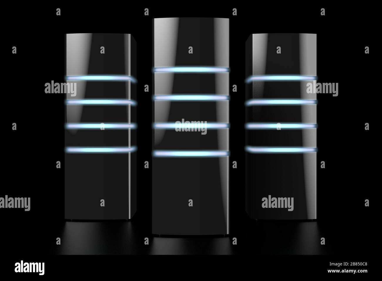 3D modern black servers with LED lights - great for topics like ...