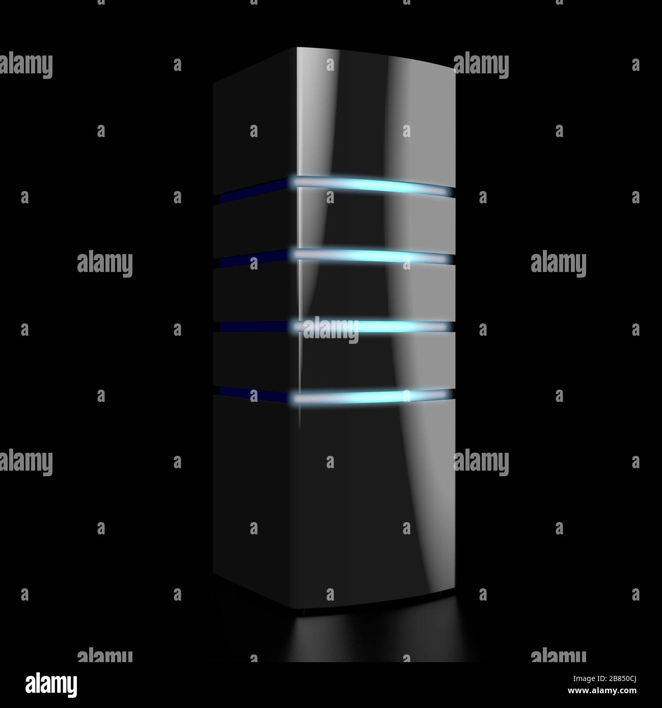 3D modern black server with LED lights - great for topics like ...