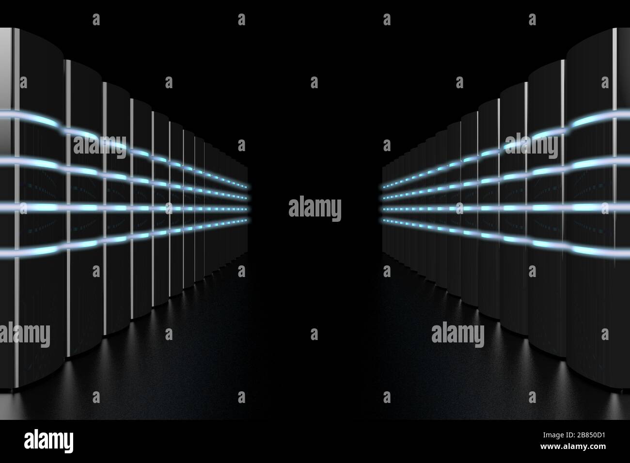 3D modern black servers with LED lights - great for topics like ...