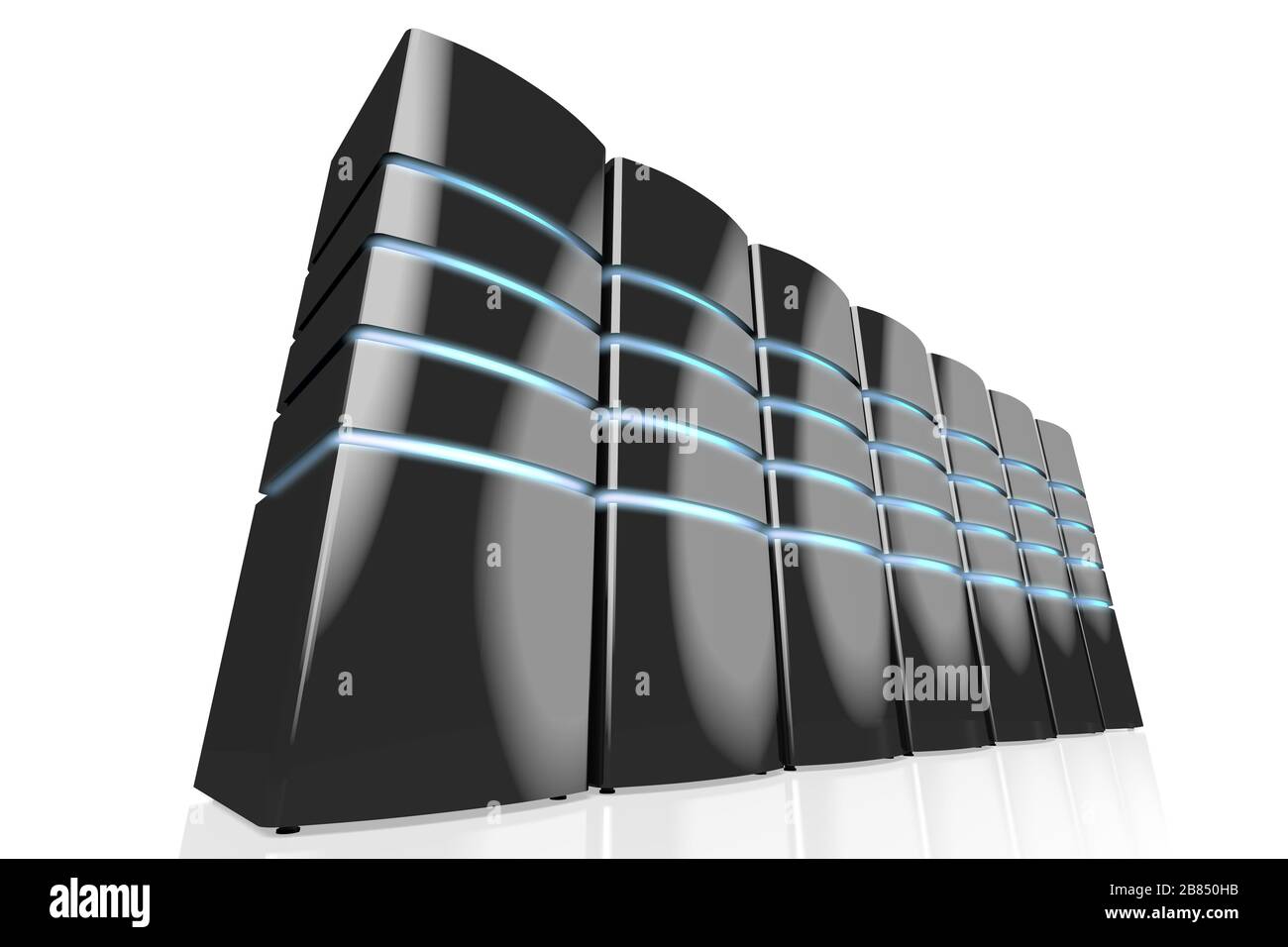 3D modern black servers with LED lights - great for topics like ...