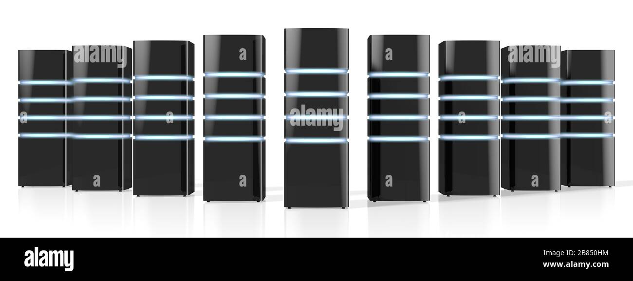 3D modern black servers with LED lights - great for topics like ...