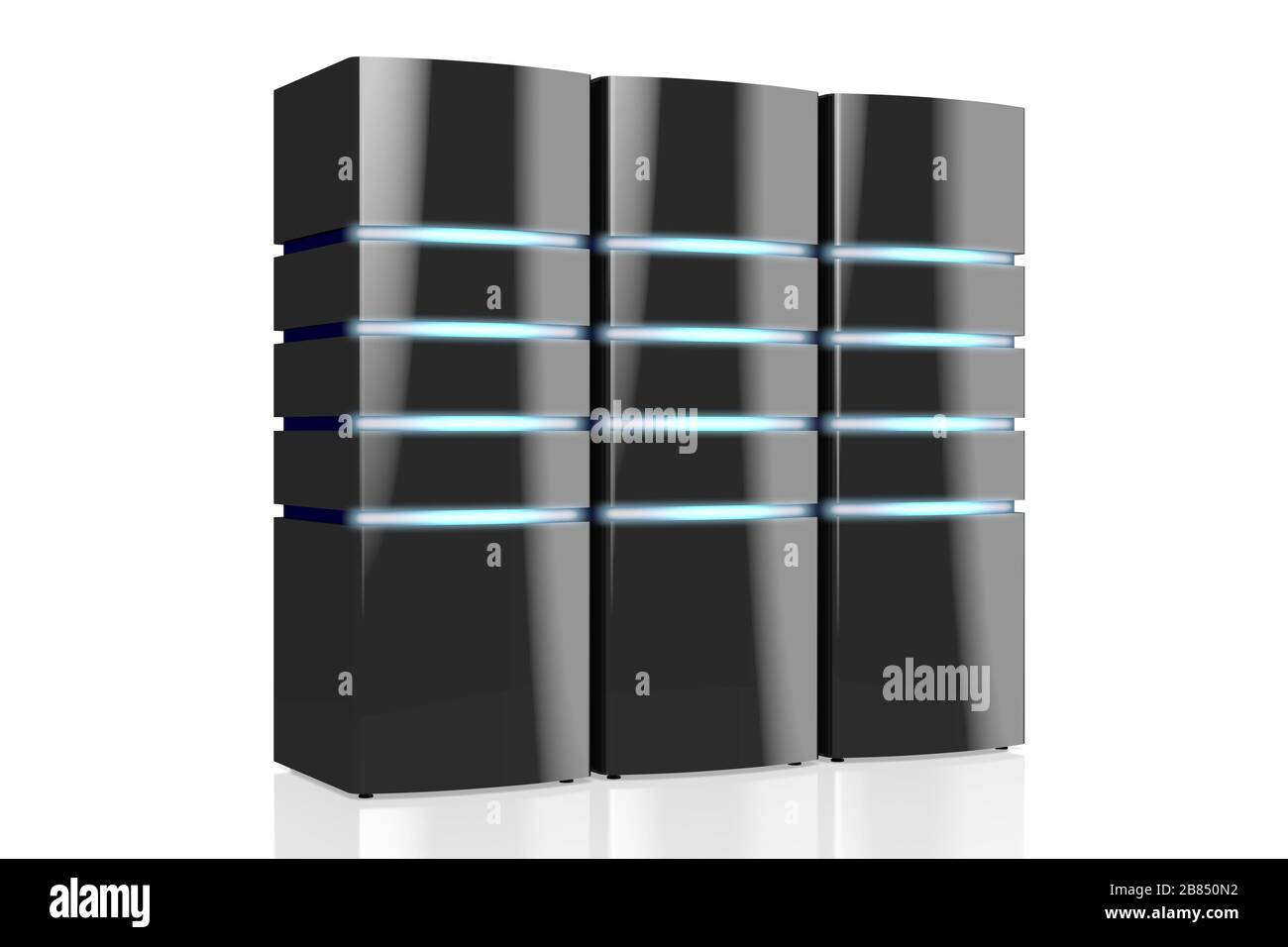 3D modern black servers with LED lights - great for topics like ...