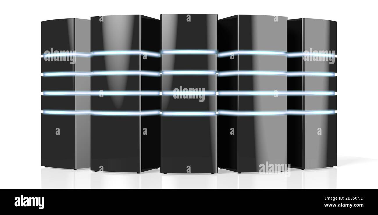 3D modern black servers with LED lights - great for topics like ...