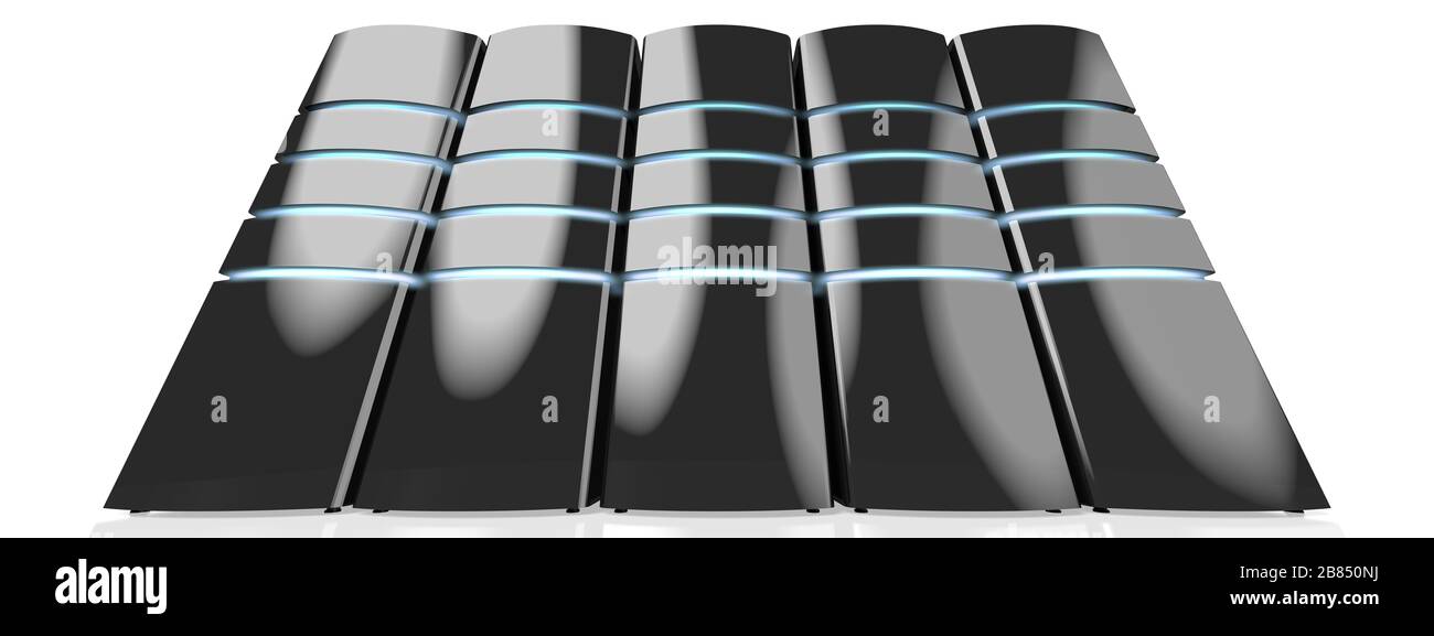 3D modern black servers with LED lights - great for topics like ...