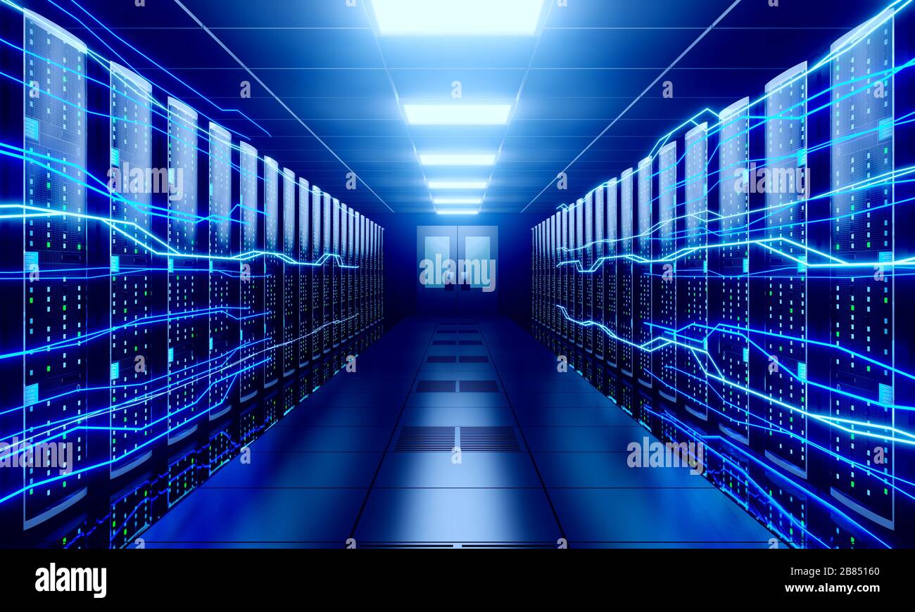 3D server room/ data center - storage, hosting, fast Internet concept Stock Photo - Alamy