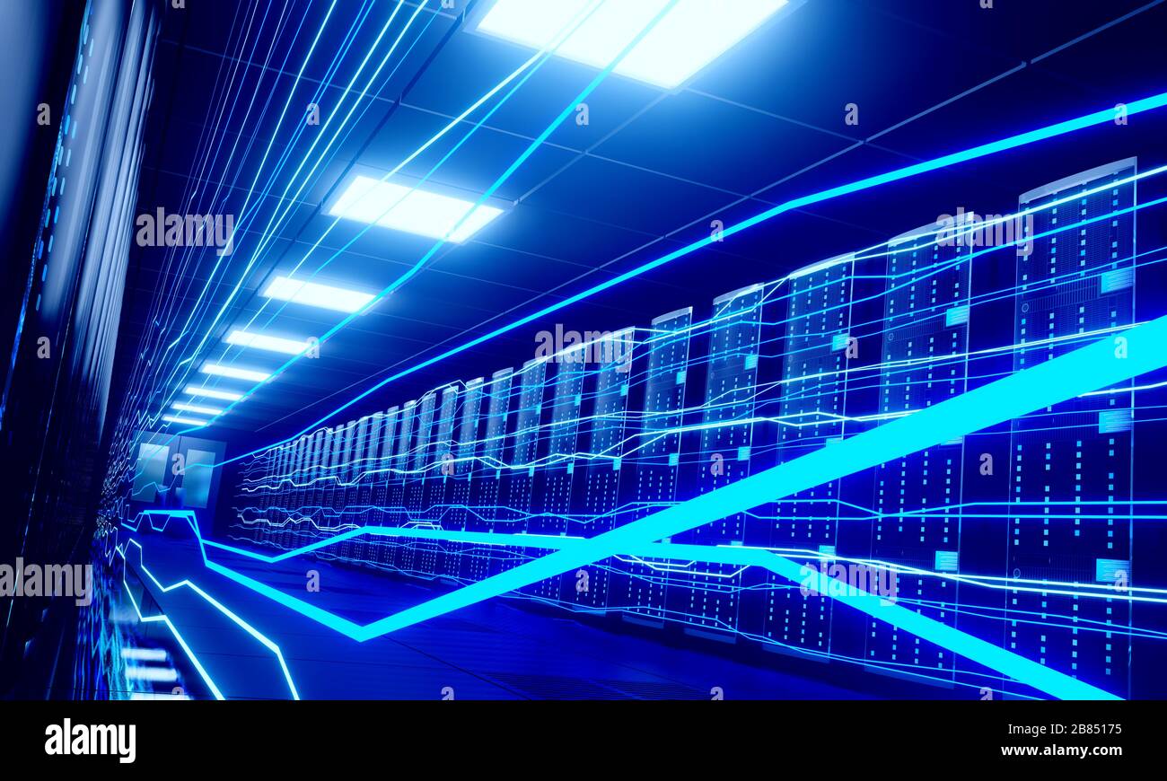 3D server room/ data center - storage, hosting, fast Internet concept Stock Photo - Alamy