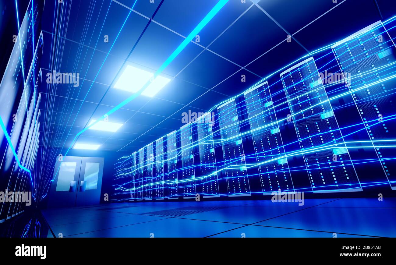 3D server room/ data center - storage, hosting, fast Internet concept Stock Photo - Alamy