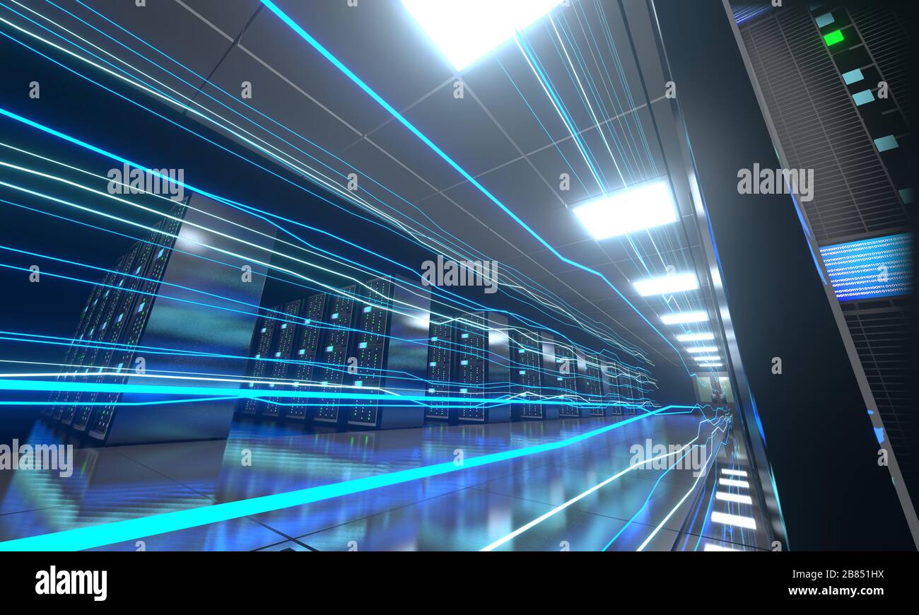 3D server room/ data center - storage, hosting, fast Internet concept Stock Photo - Alamy