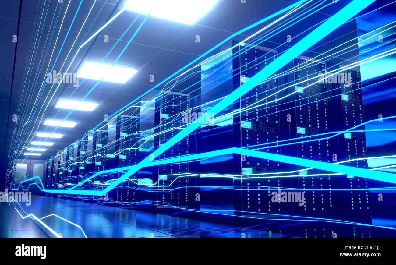 3D server room/ data center - storage, hosting, fast Internet concept Stock Photo - Alamy