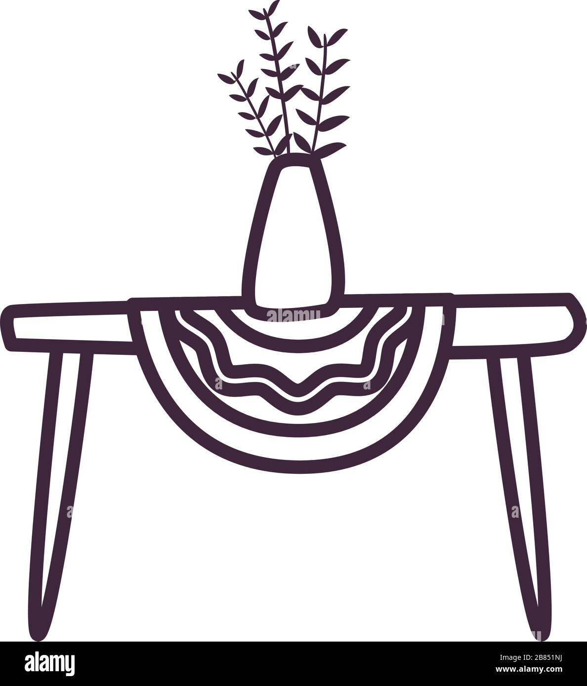 plant over table line style icon design, Home room decoration interior ...