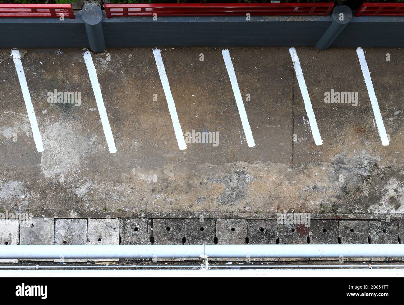 Parking lot empty with white line mark top view from above Stock Photo ...