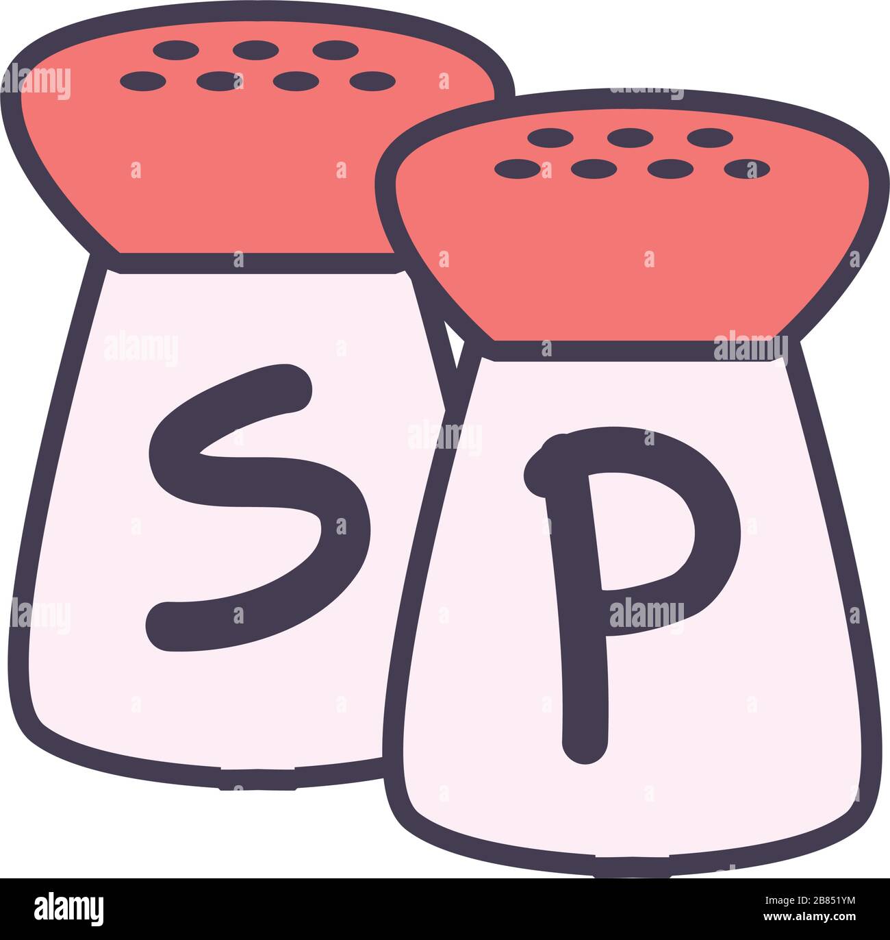 salt and pepper shaker line and fill style icon design, kitchen cook ...