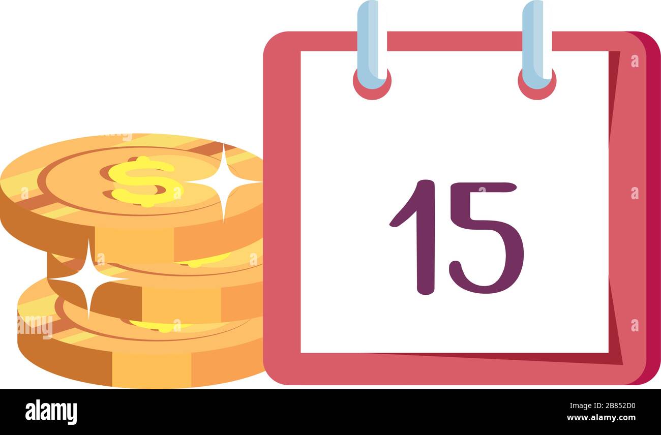 Calendar reminder coins money Stock Vector Images - Alamy