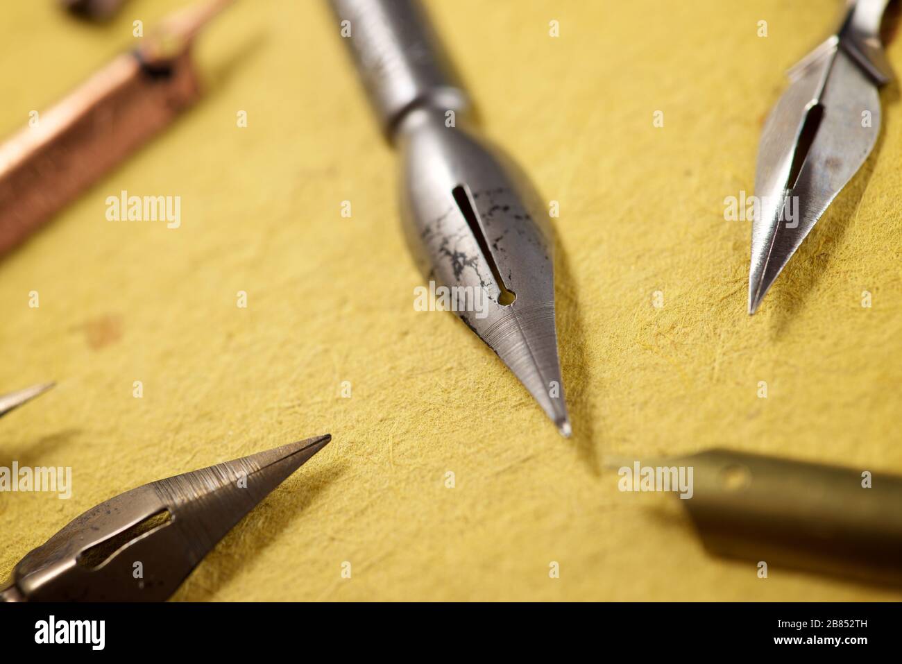 Nib pens for calligraphy on a paper Stock Photo - Alamy