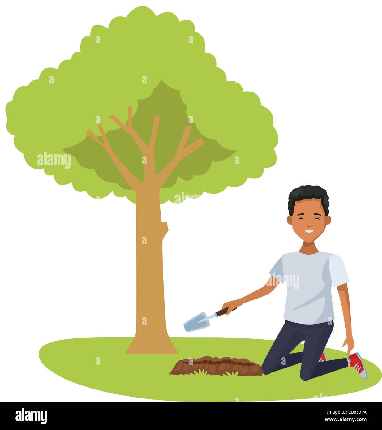 environmentalist man planting with spatule character Stock Vector Image ...