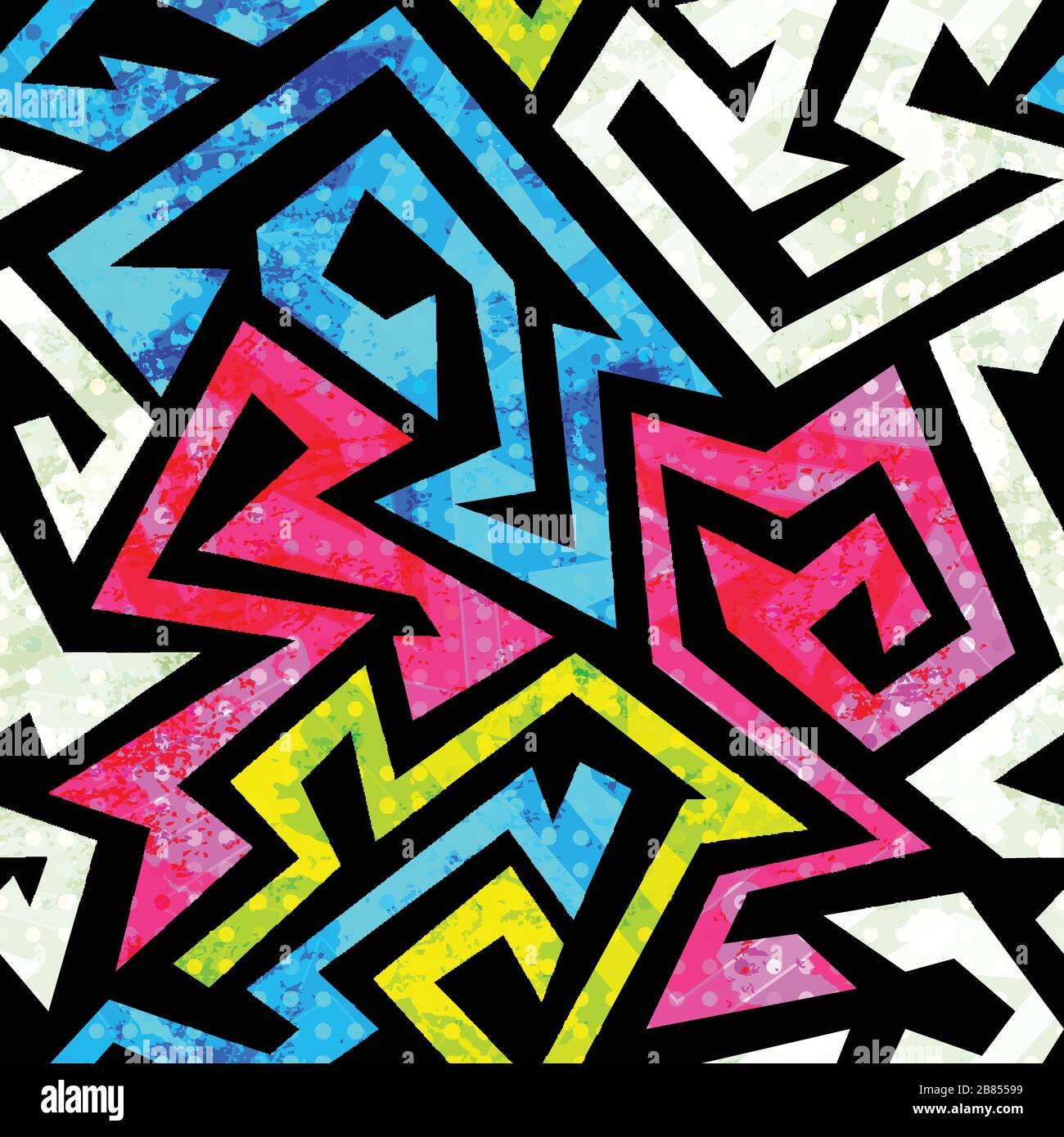 graffiti geometric seamless pattern with grunge effect Stock Vector ...