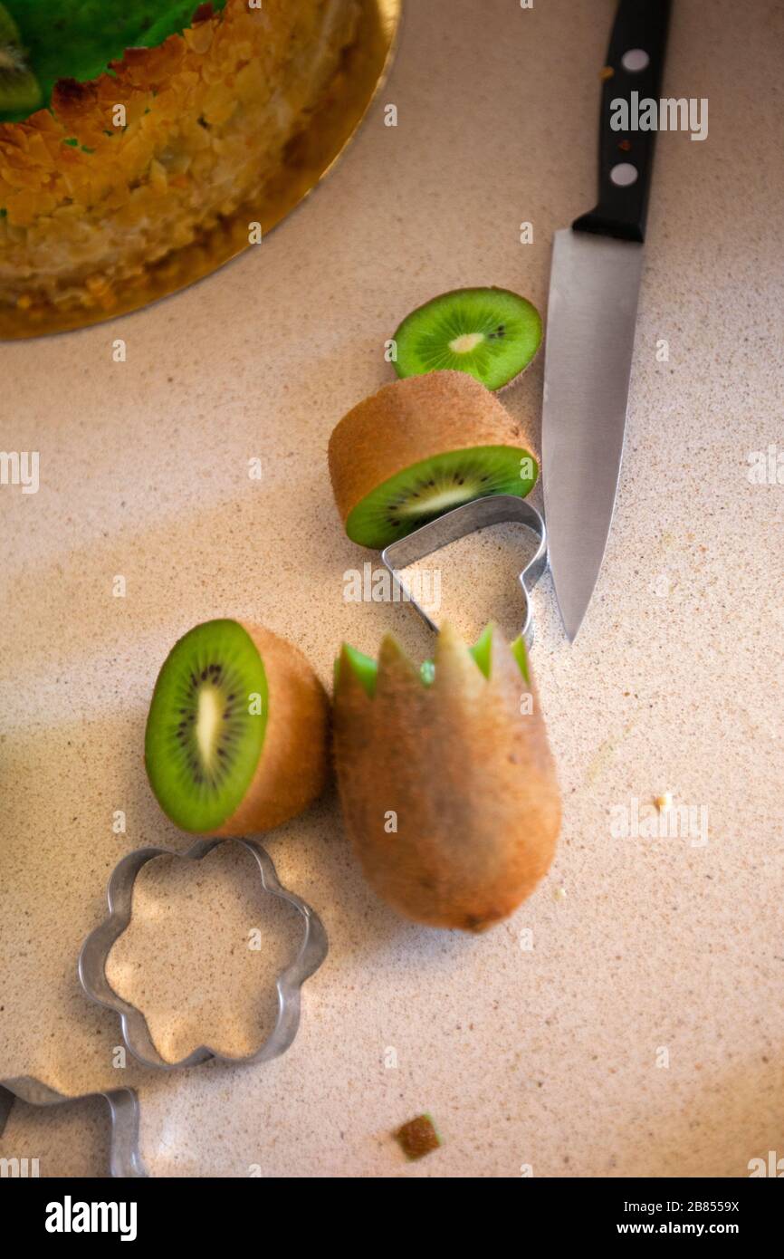Process of cooking cake with fresh fruits Stock Photo - Alamy