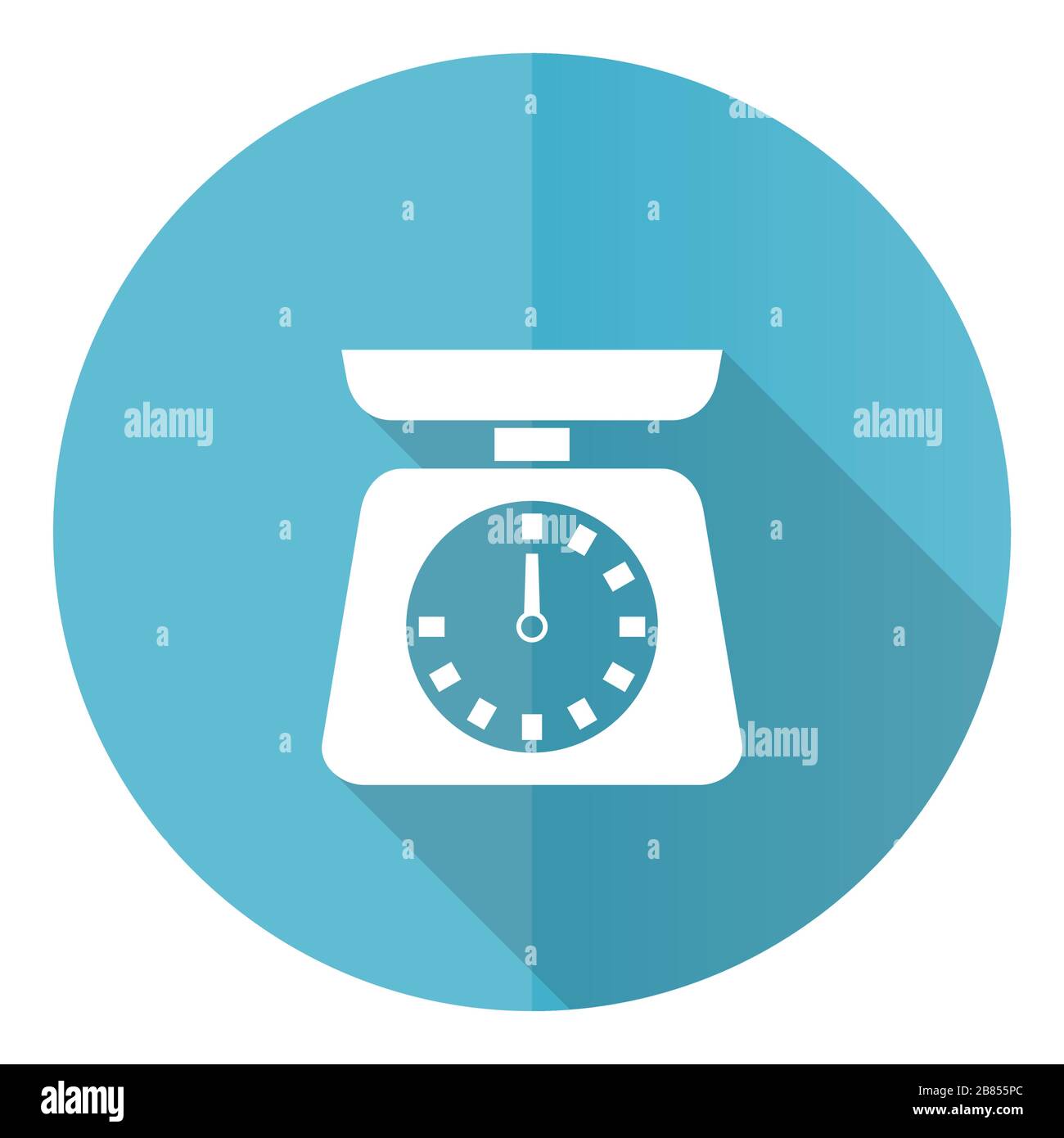 Kitchen weight blue round flat design vector icon isolated on white ...