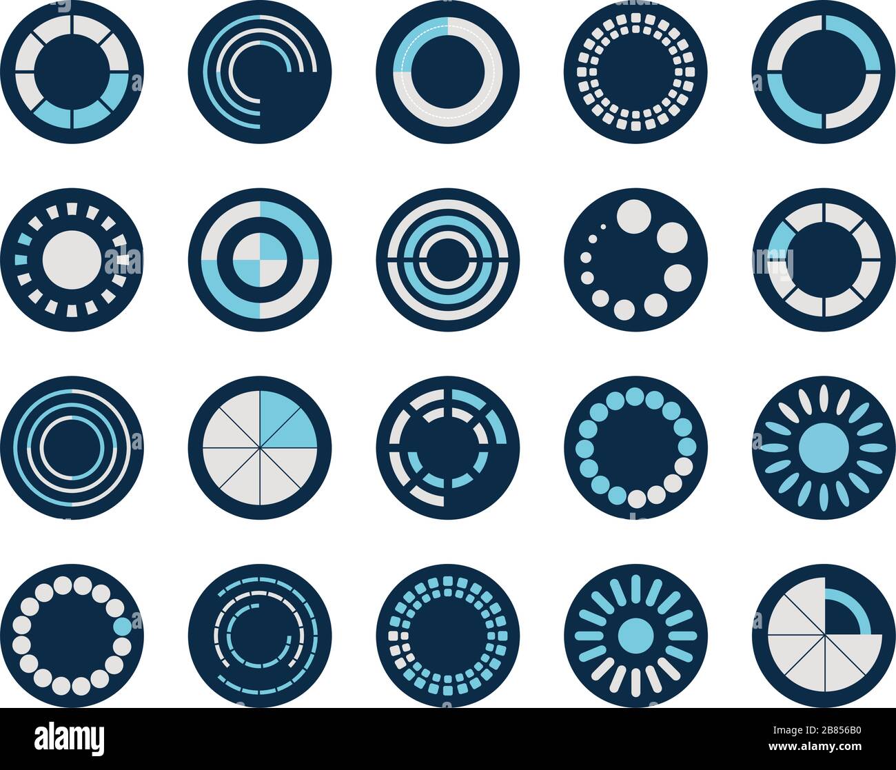 loading circles block style icon set vector design Stock Vector Image ...