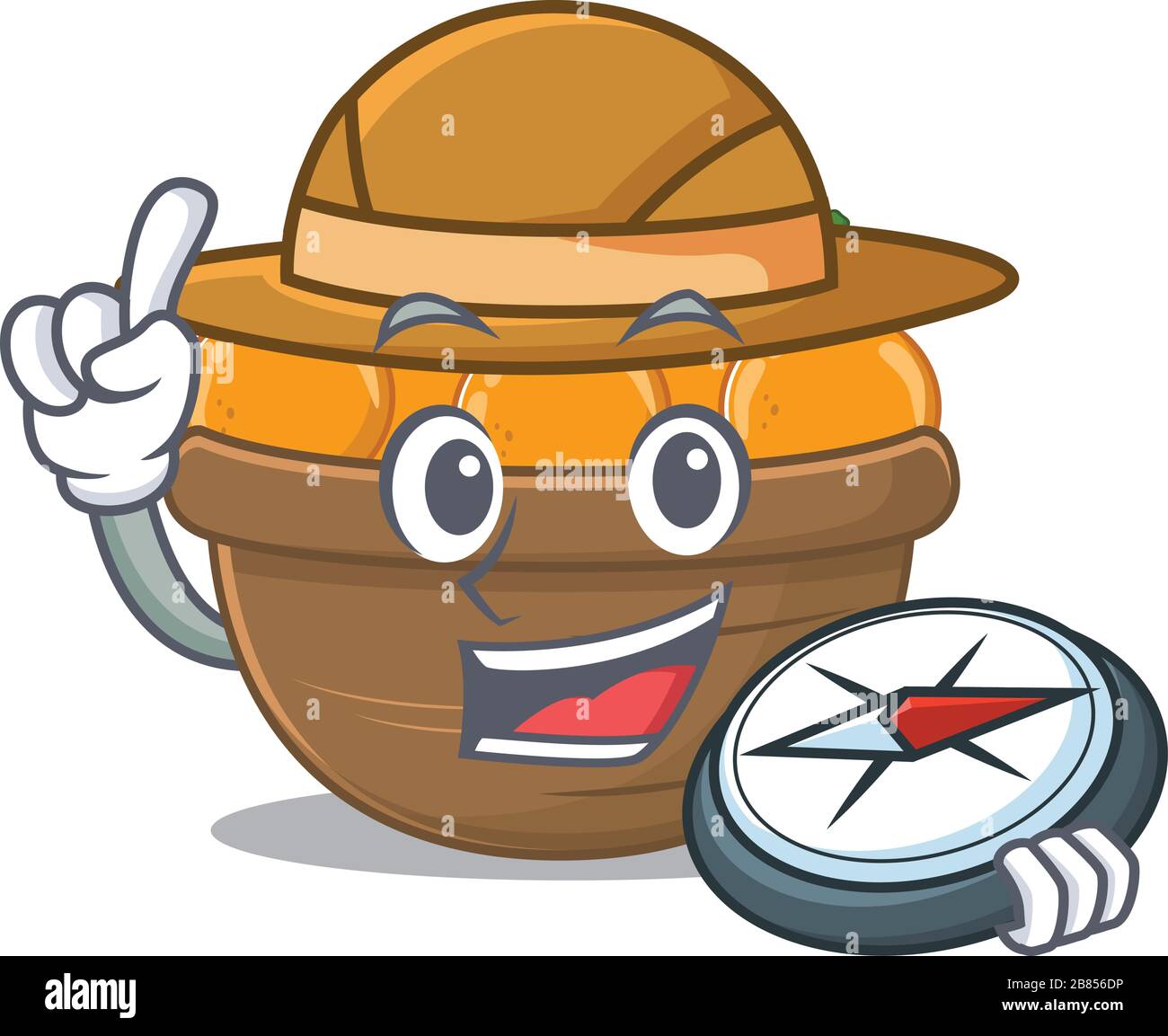 Orange fruit basket an experienced explorer with a compass Stock Vector ...