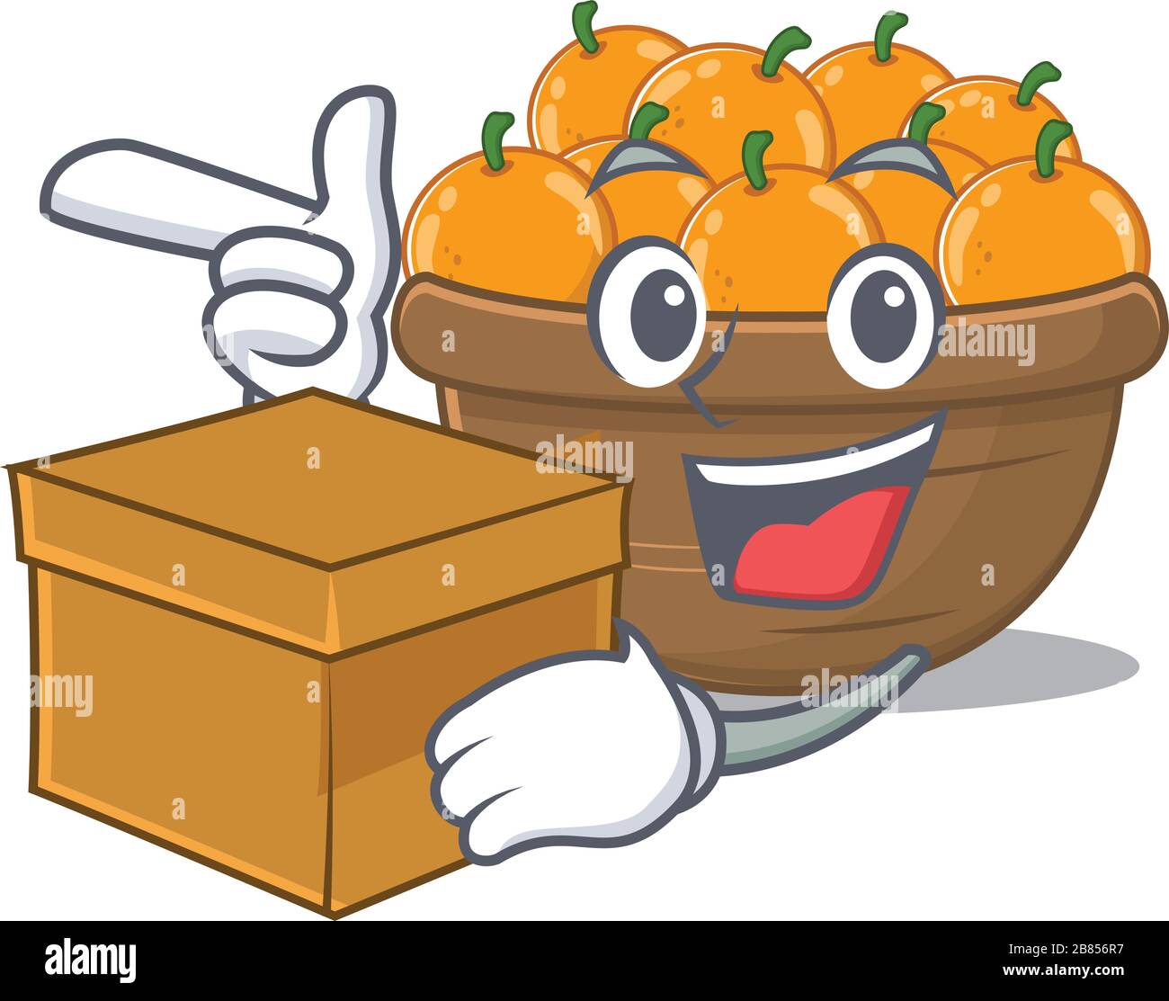 Orange fruit basket cartoon design style having a box Stock Vector ...