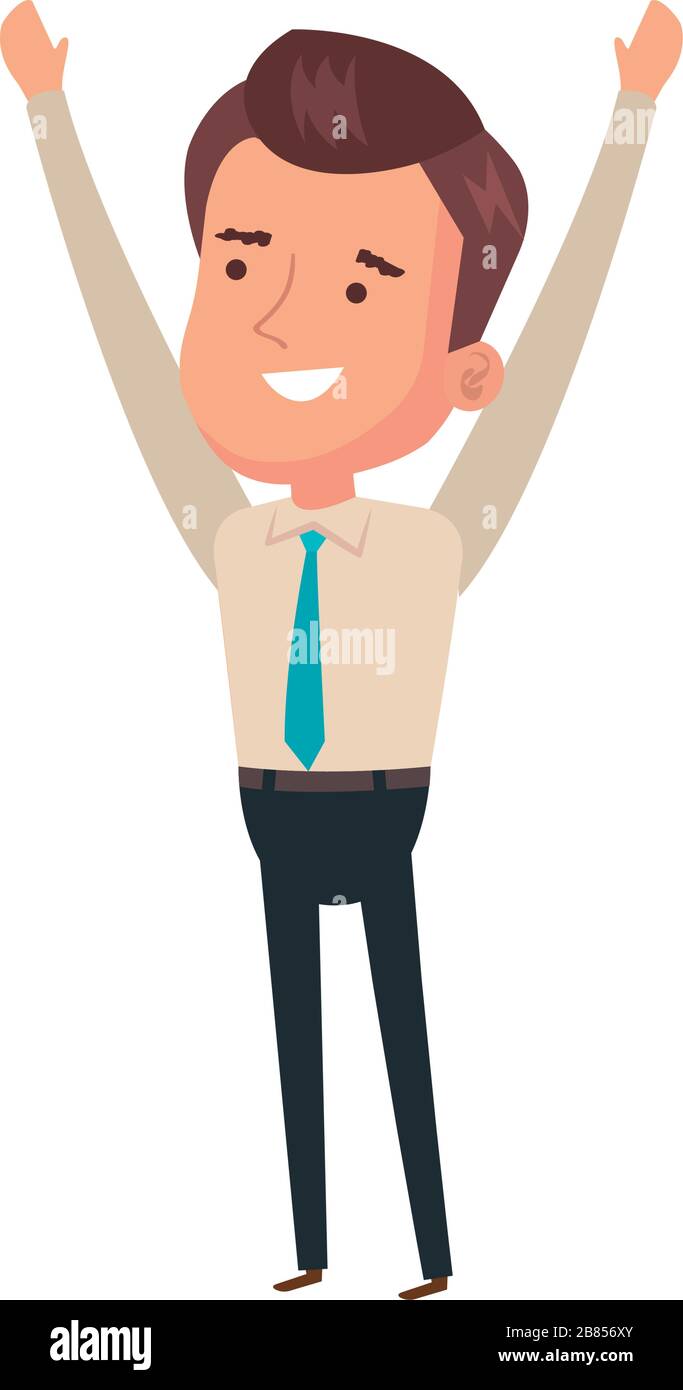 Businessman avatar hands up vector Cut Out Stock Images & Pictures - Alamy