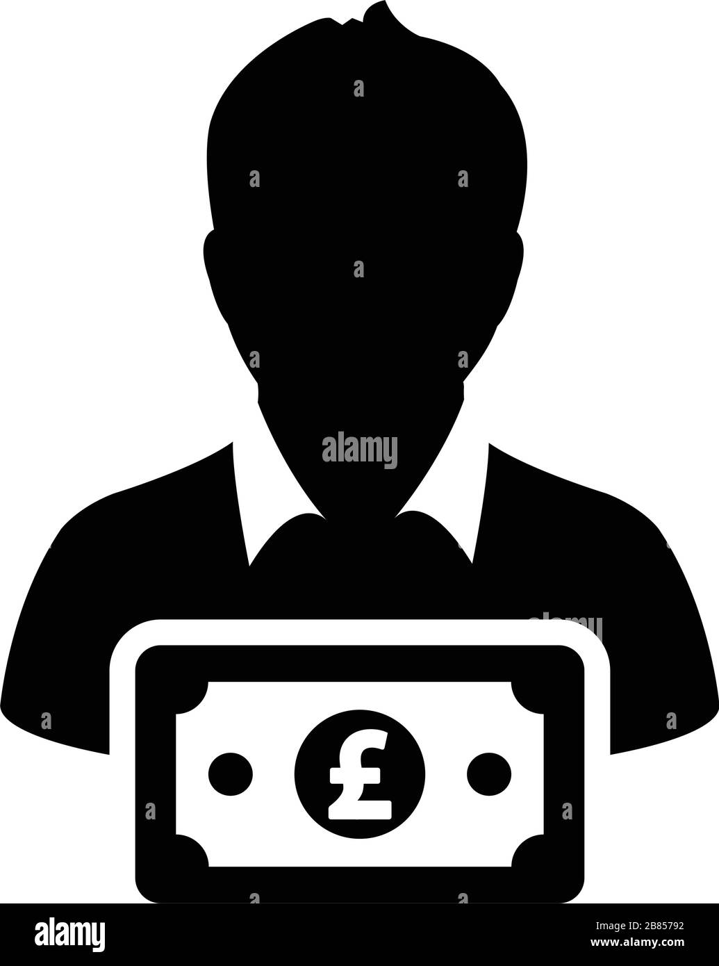 Money icon vector male user person profile avatar with Pound sign ...