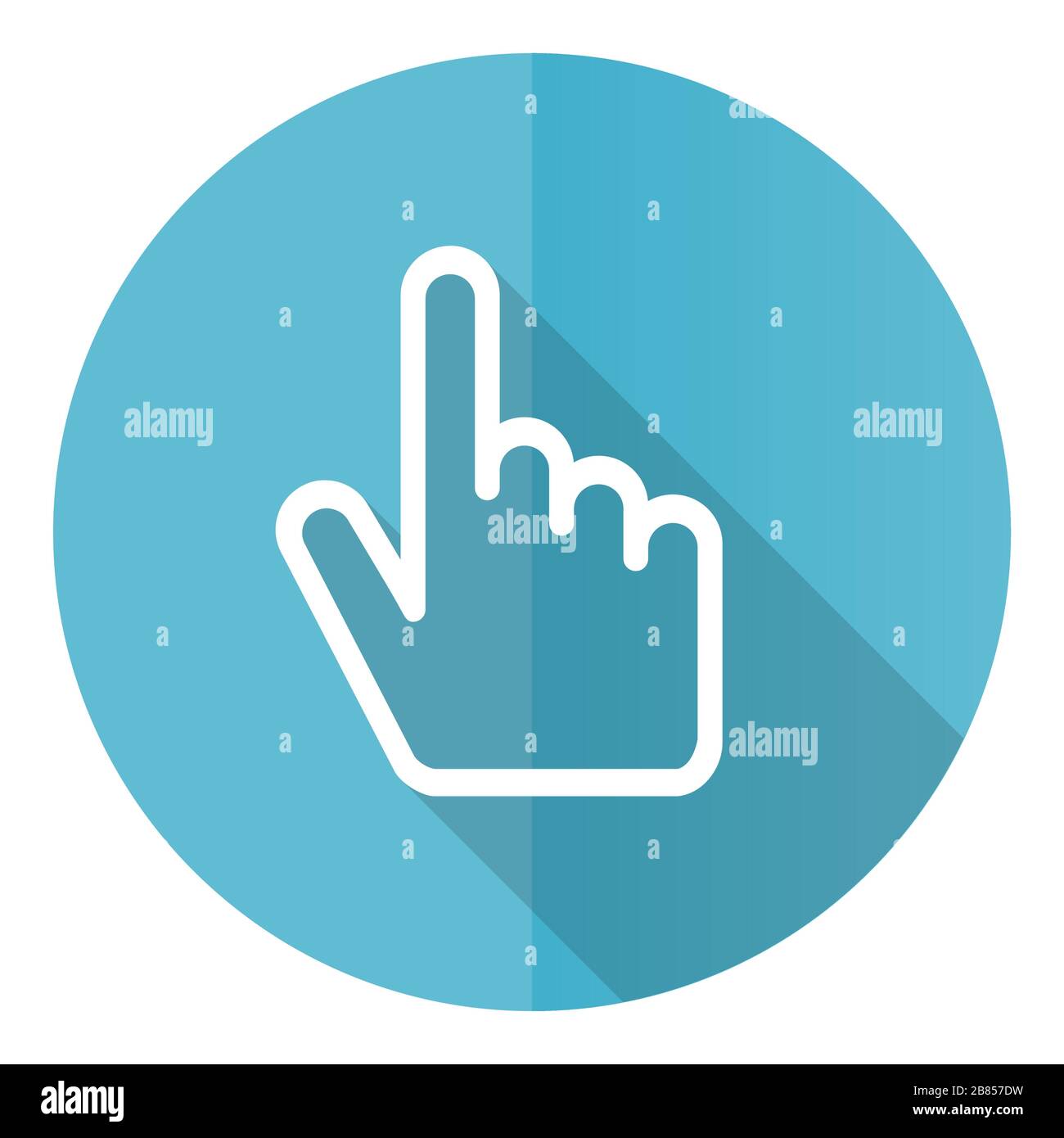Cursor hand blue round flat design vector icon isolated on white ...