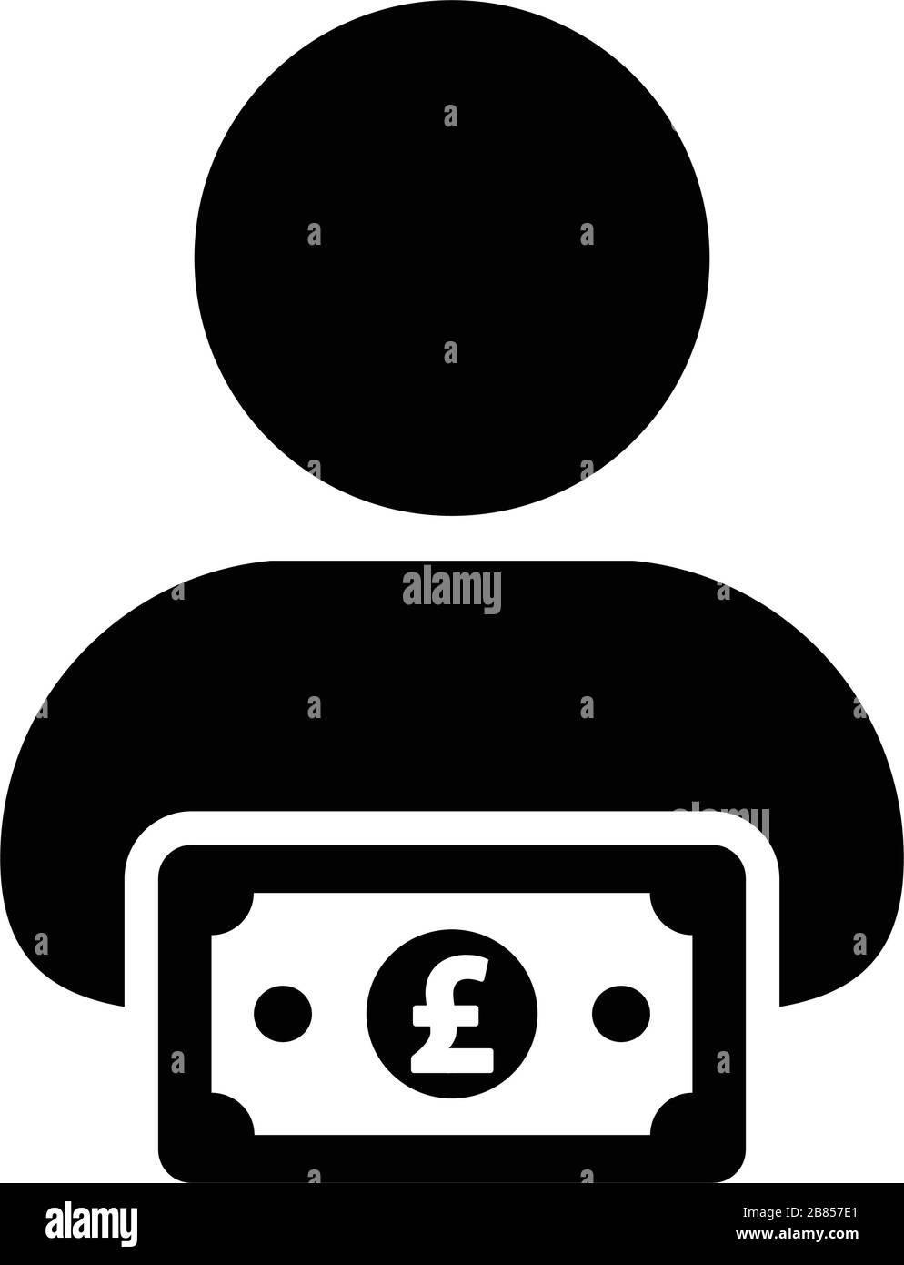 Income icon vector male user person profile avatar with Pound sign ...