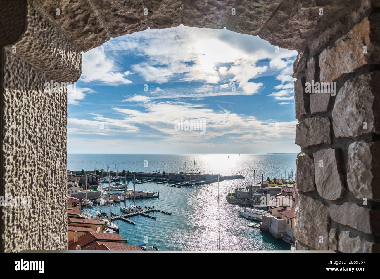 Winter sunset over the bay of Portopiccolo Sistiana. Duino. Italy Stock ...