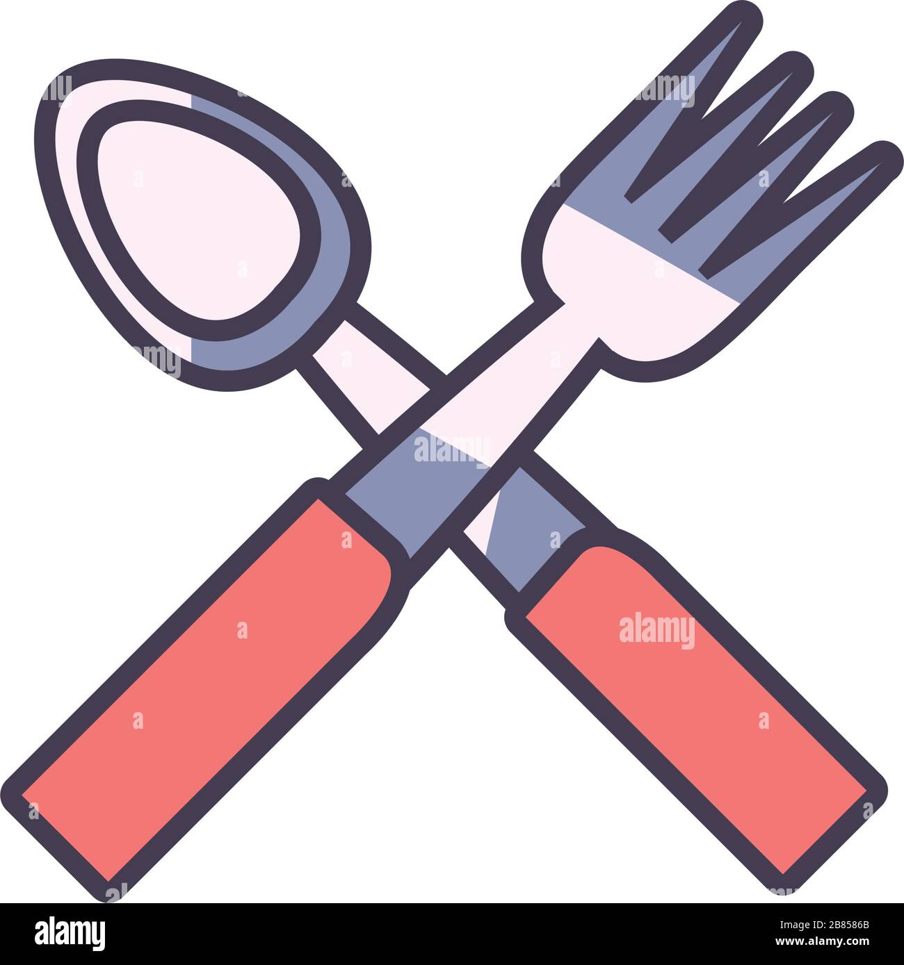 spoon and fork line and fill style icon design, kitchen cook eat food ...
