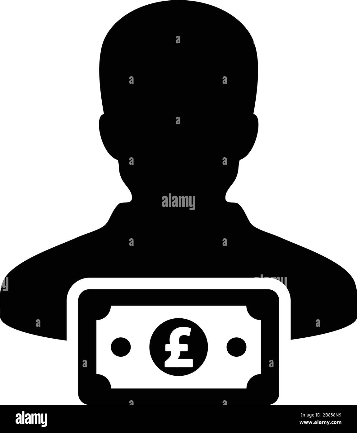 Cash icon vector male user person profile avatar with Pound sign ...
