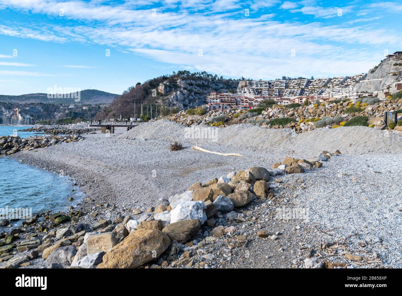Winter sunset over the bay of Portopiccolo Sistiana. Duino. Italy Stock ...