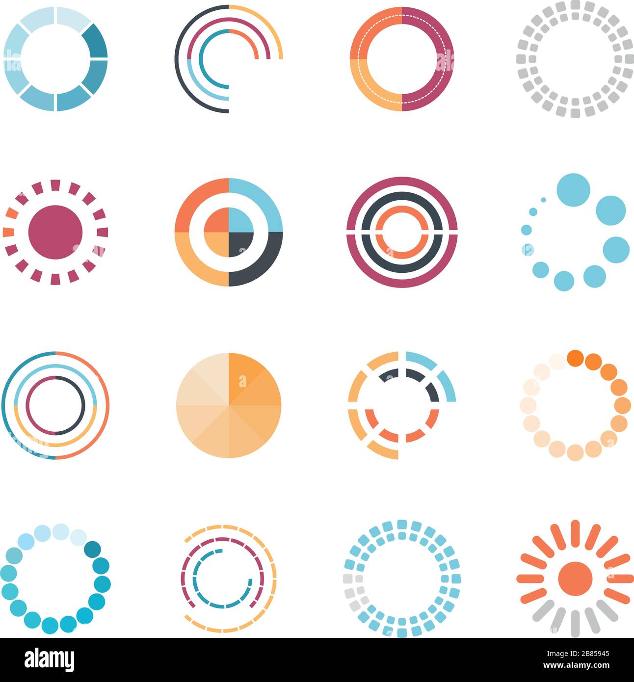 loading circles flat style icon set vector design Stock Vector Image ...