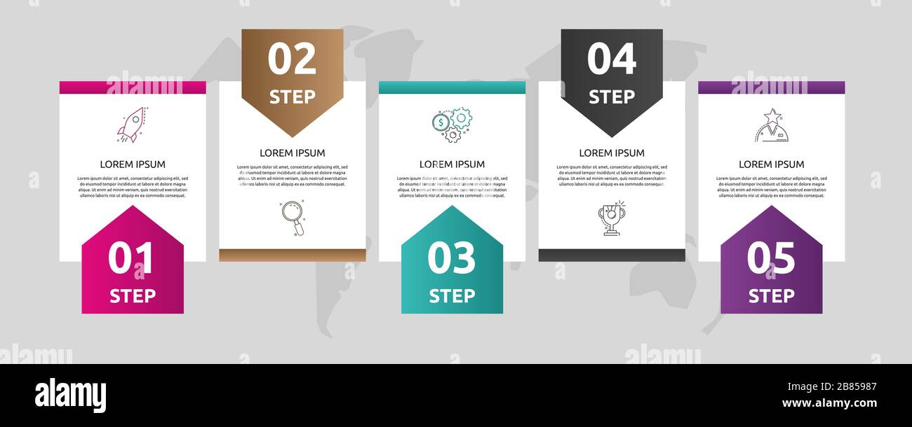 Vector template shape infographic. Business concept with 5 arrows and ...