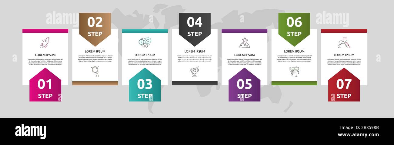 Vector template shape infographic. Business concept with 7 arrows and ...