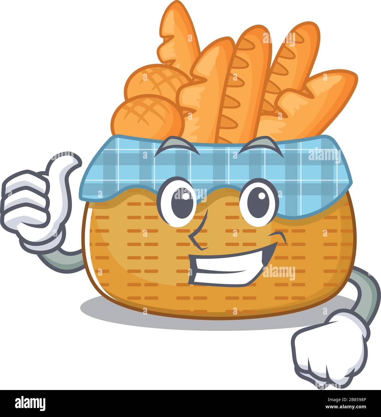 Cool bread basket cartoon design style making Thumbs up gesture Stock ...