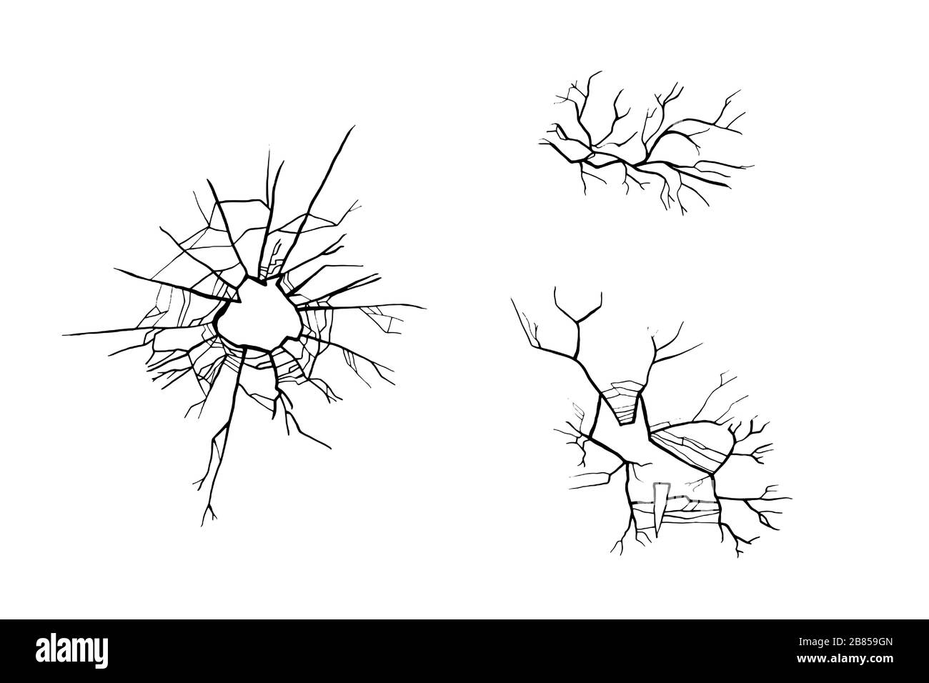 Broken glass design set. Vector illustration. Bullet hole Stock Vector ...