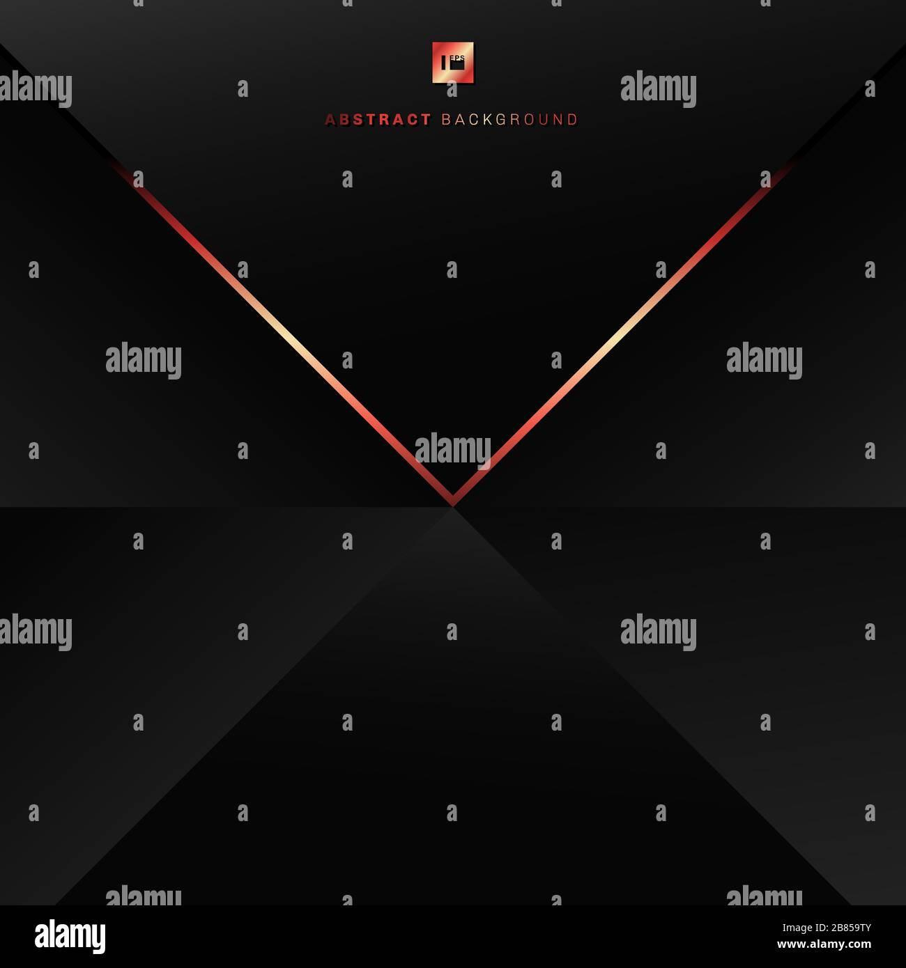 Abstract modern technology concept black polygon triangle on red glow ...