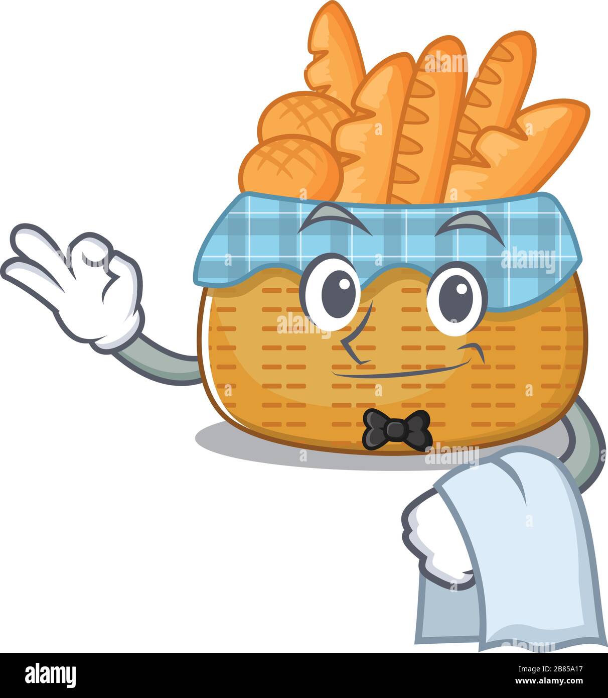 A design of bread basket cartoon character working as waiter Stock ...
