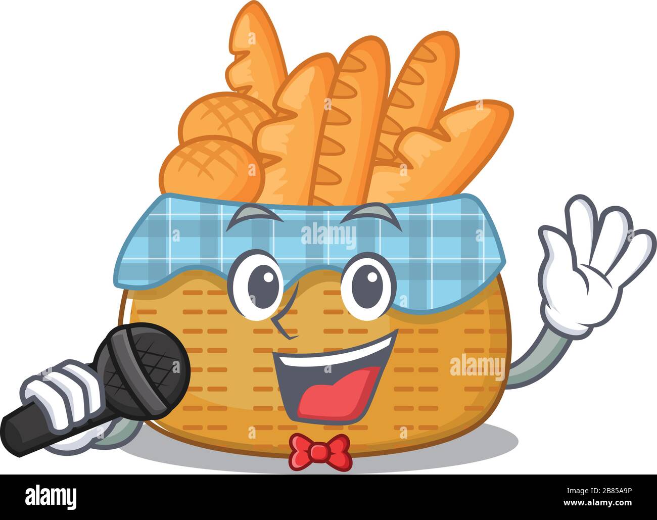 Cute bread basket sings a song with a microphone Stock Vector Image ...