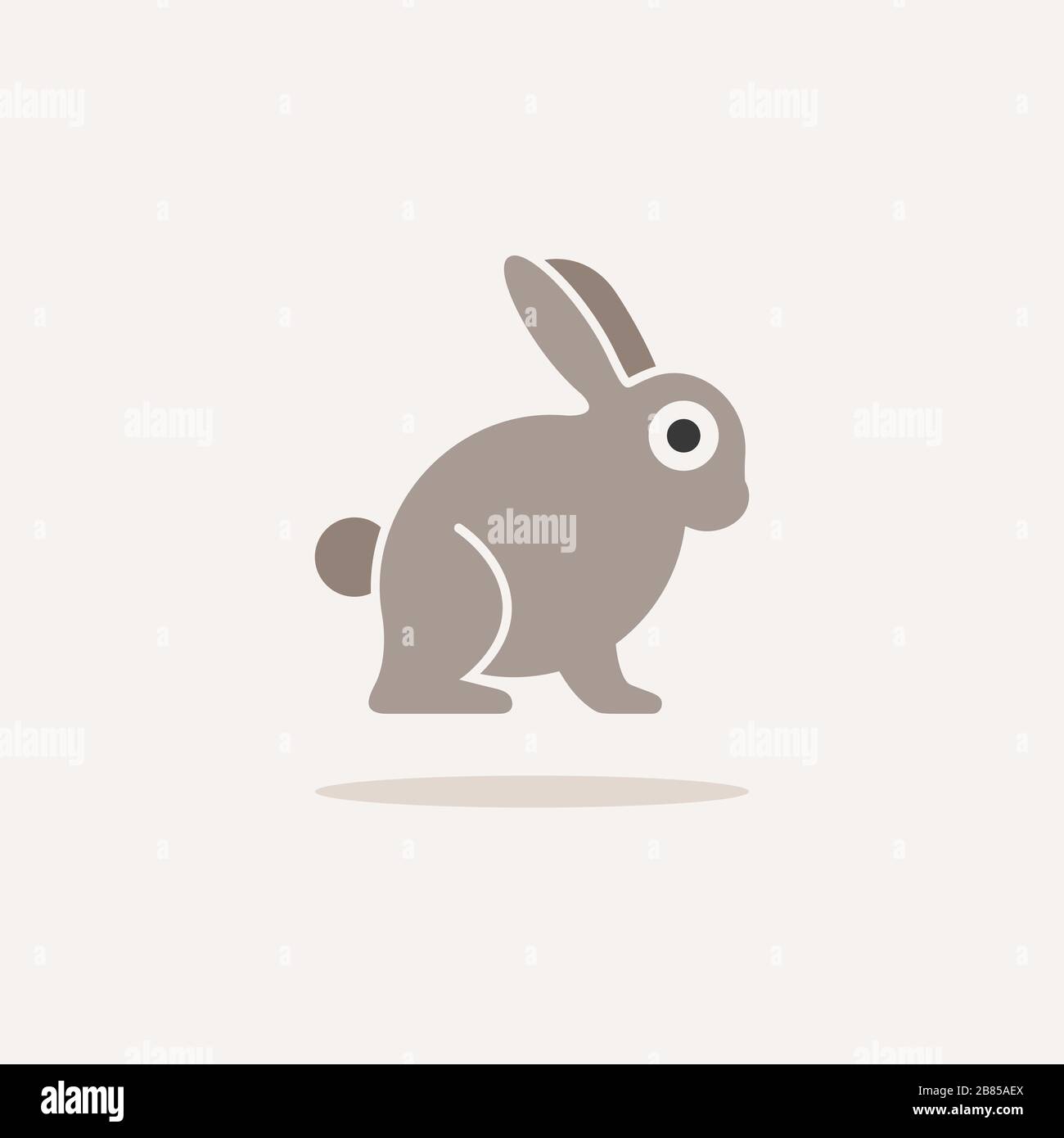 Rabbit. Color icon with shadow. Animal glyph vector illustration Stock ...